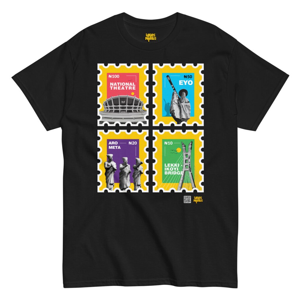 Lagos Stamps T-Shirt | Nigerian Culture & Lagos Landmarks T-shirt ...